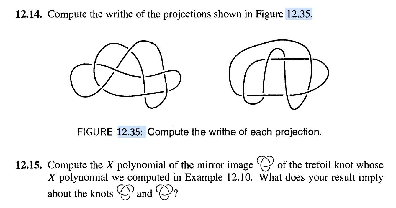 12.14. Compute the writhe of the projections shown in | Chegg.com