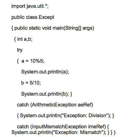 Solved import java.util."; public class Except { public | Chegg.com