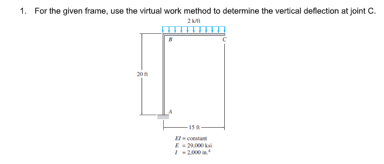 Solved 1. For the given frame, use the virtual work method | Chegg.com