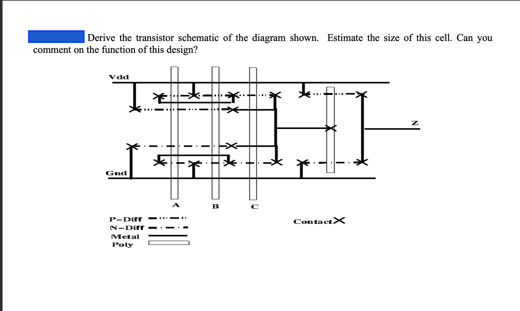 Solved Derive the transistor schematic of the diagram shown. | Chegg.com