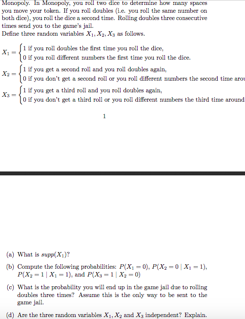 Solved Monopoly. In Monopoly, you roll two dice to determine | Chegg.com