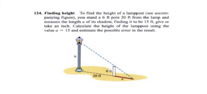 Solved 24. Finding height To find the height of a lamppost | Chegg.com
