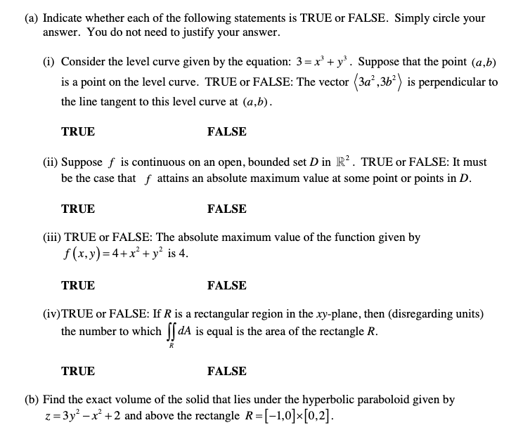 Solved (a) Indicate whether each of the following statements | Chegg.com