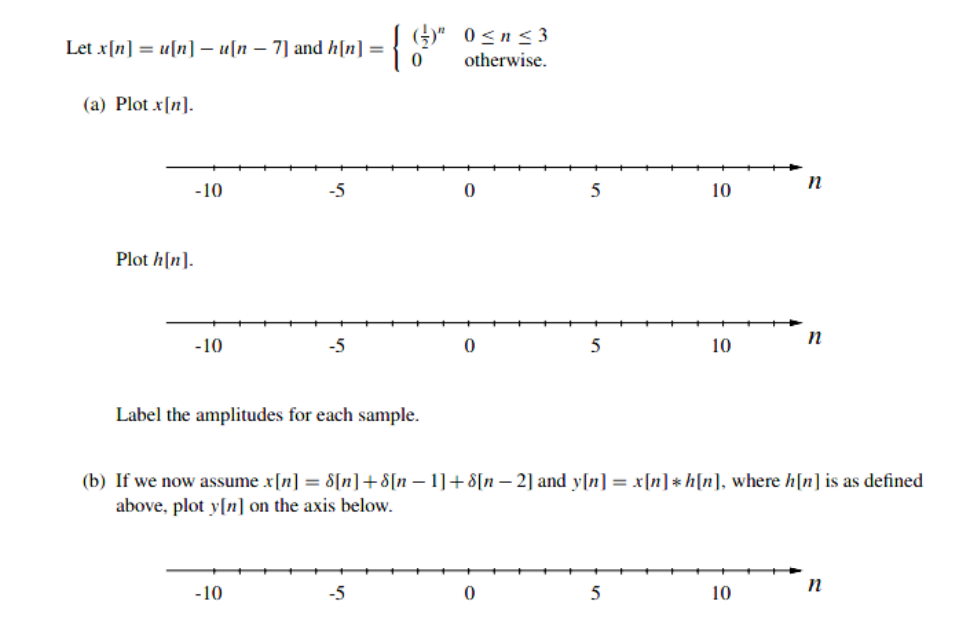 Solved x[n]=u[n]−u[n−7] and h[n]={(21)n00≤n≤3 otherwise. | Chegg.com