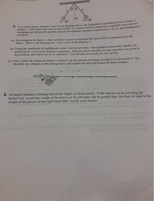 Solved . Two small objects, labeled 1 and 2 in the diagram | Chegg.com
