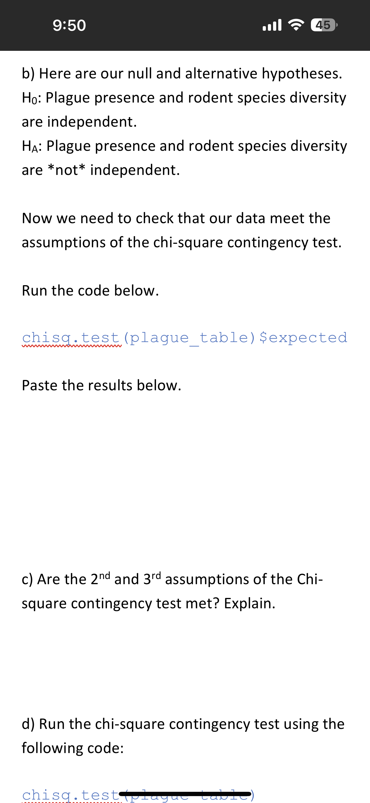 Solved 4. A contingency test estimates and tests for an | Chegg.com