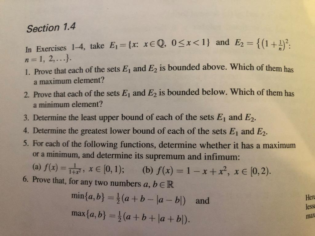 Solved Section 1.4 In Exercises 1-4, take E;= {x: xEQ, 0 | Chegg.com
