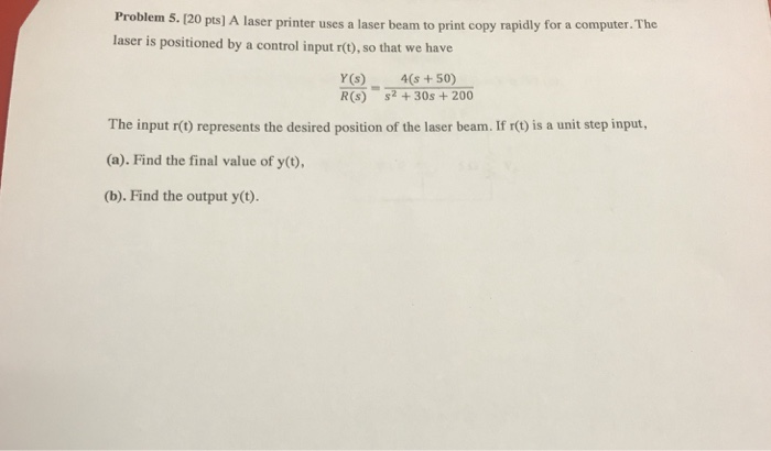 Solved Problem 5. 120 pts] A laser printer uses a laser beam | Chegg.com
