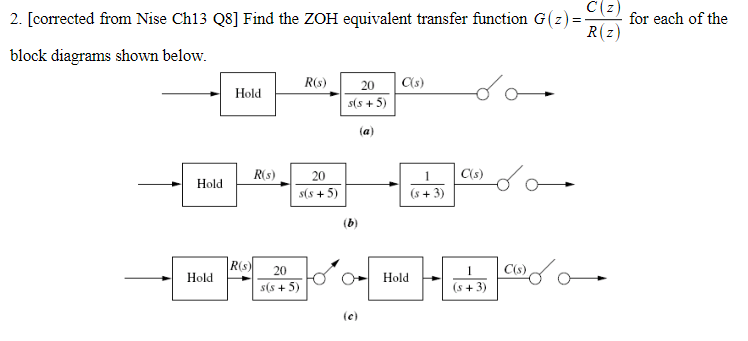 Solved 2. [corrected from Nise Ch13 Q8] Find the ZOH | Chegg.com