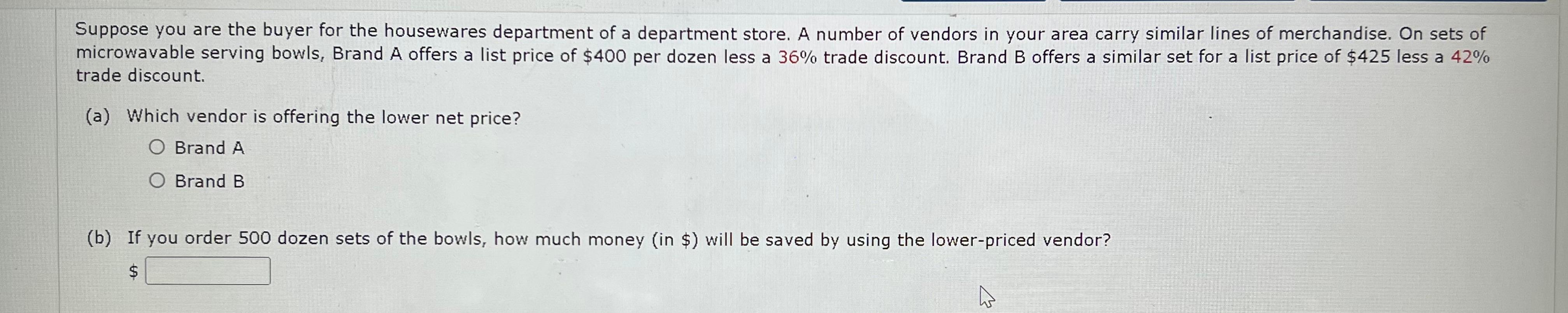 Solved Suppose you are the buyer for the housewares | Chegg.com