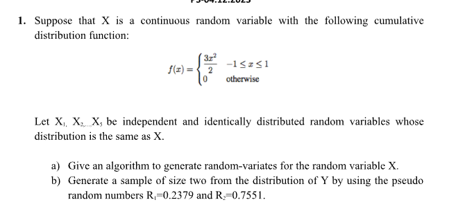 Solved Q1Suppose that x ﻿is a continuous random variable | Chegg.com