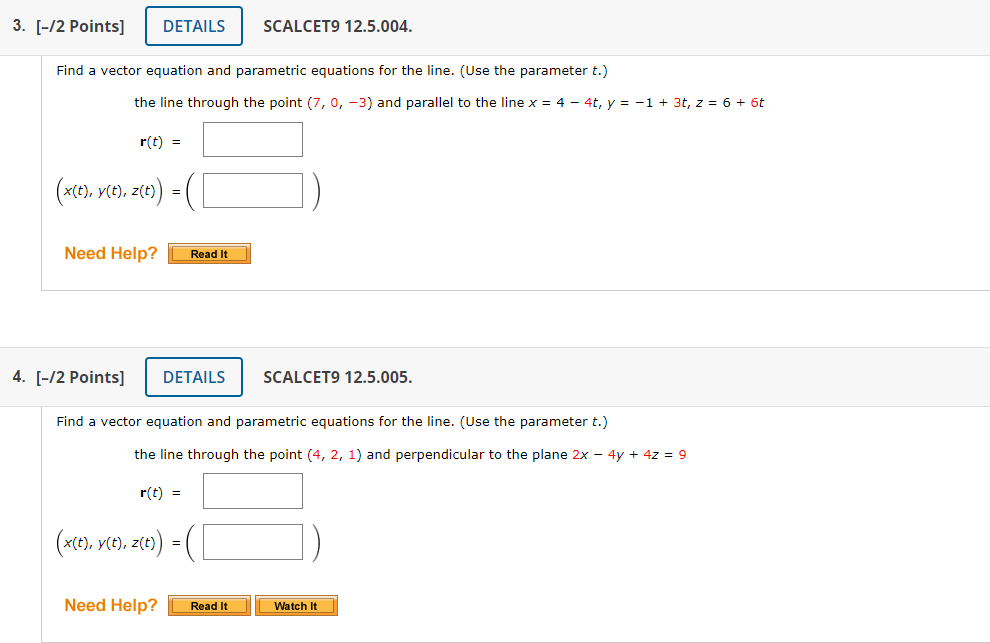 Solved Find a vector equation and parametric equations for | Chegg.com