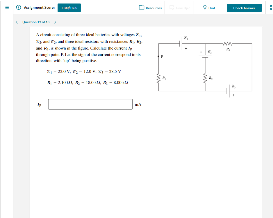 [solved]-A Circuit Consisting Of Three Ideal Batteries With Voltages E1 ...