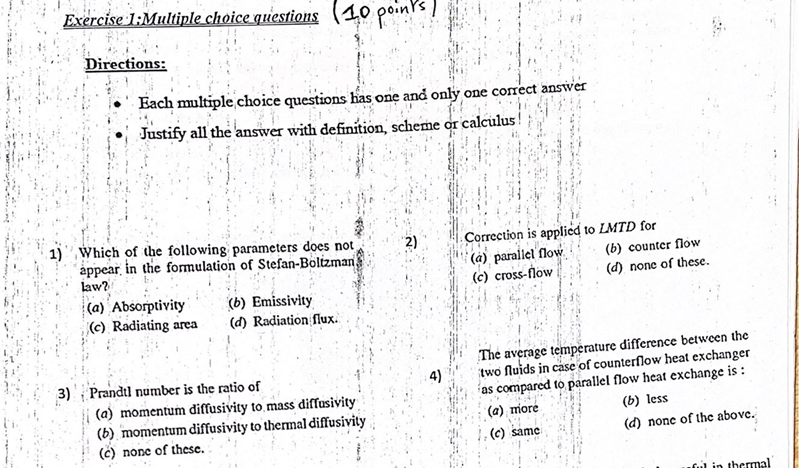 Solved Exercise 1:Multiple choice questions (10 points! | Chegg.com