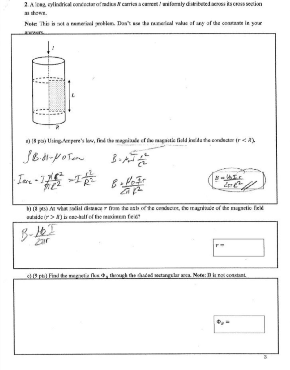 Solved A long, cylindrical conductor of ﻿radius R ﻿carries a | Chegg.com