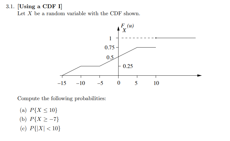 Solved 3.1. [Using a CDF I] Let X be a random variable with | Chegg.com