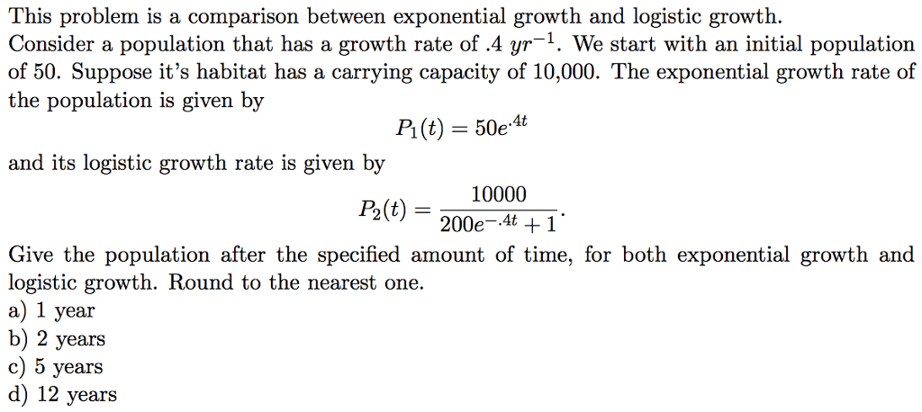 Solved This problem is a comparison between exponential | Chegg.com