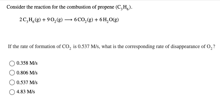 Consider the reaction for the combustion of propene | Chegg.com