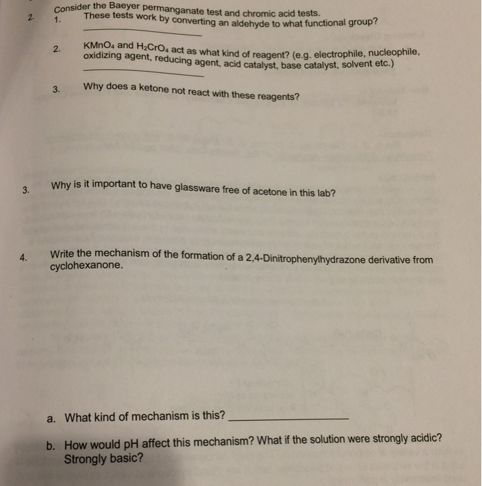 Solved Consider the Baeyer permanganate test and chromic | Chegg.com