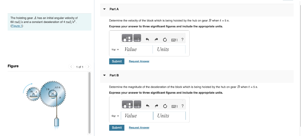 Solved The hoisting gear A has an initial angular velocity | Chegg.com