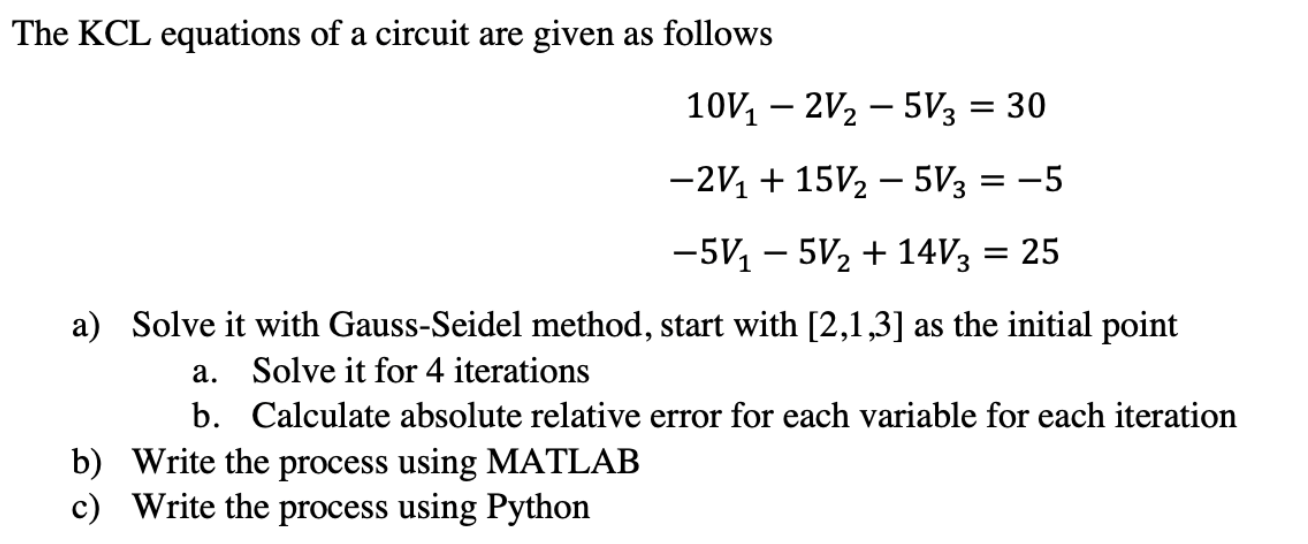 Solved The KCL equations of a circuit are given as follows | Chegg.com
