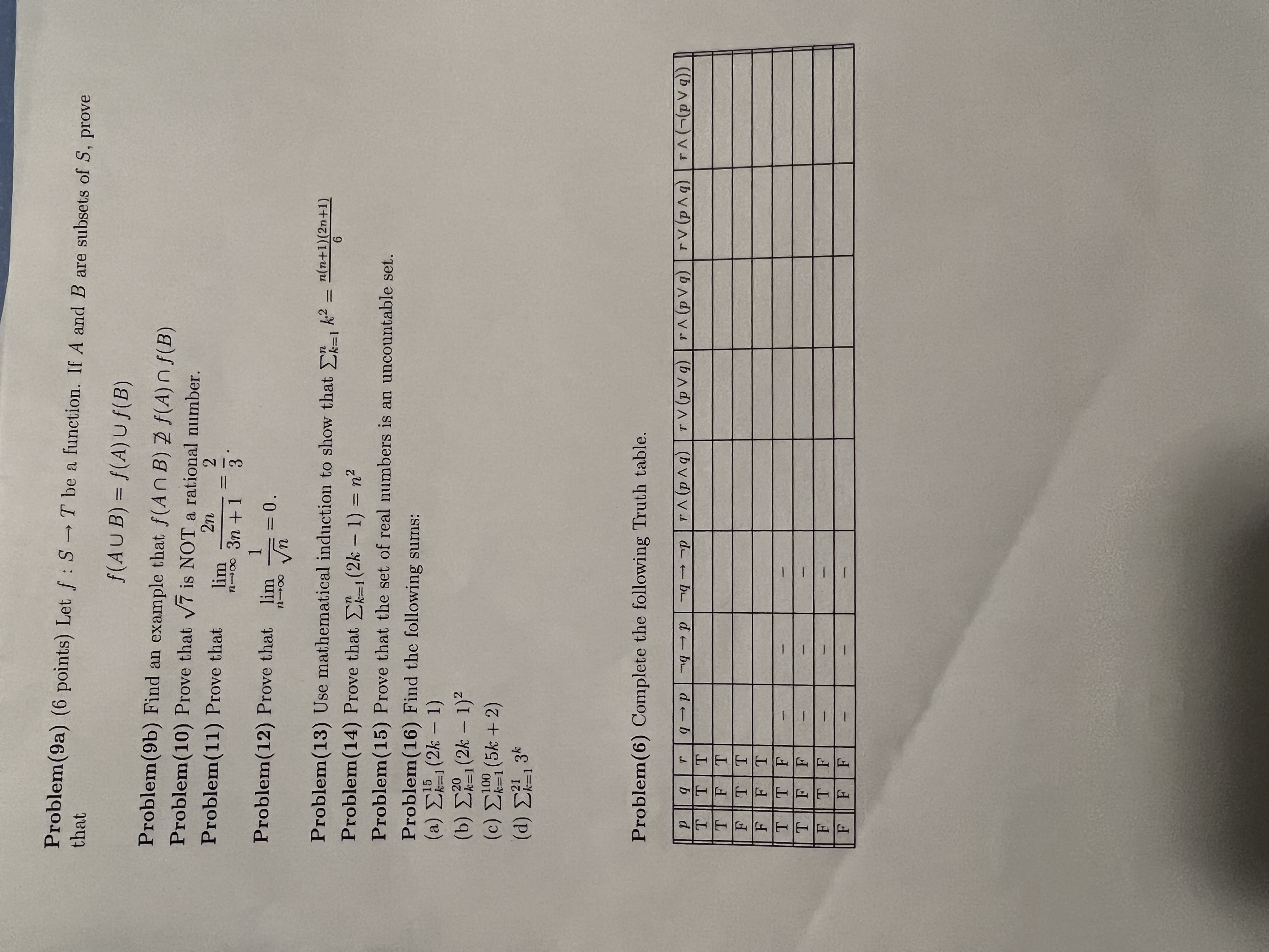 Solved Problem(9a) (6 points) Let f:S→T be a function. If A | Chegg.com