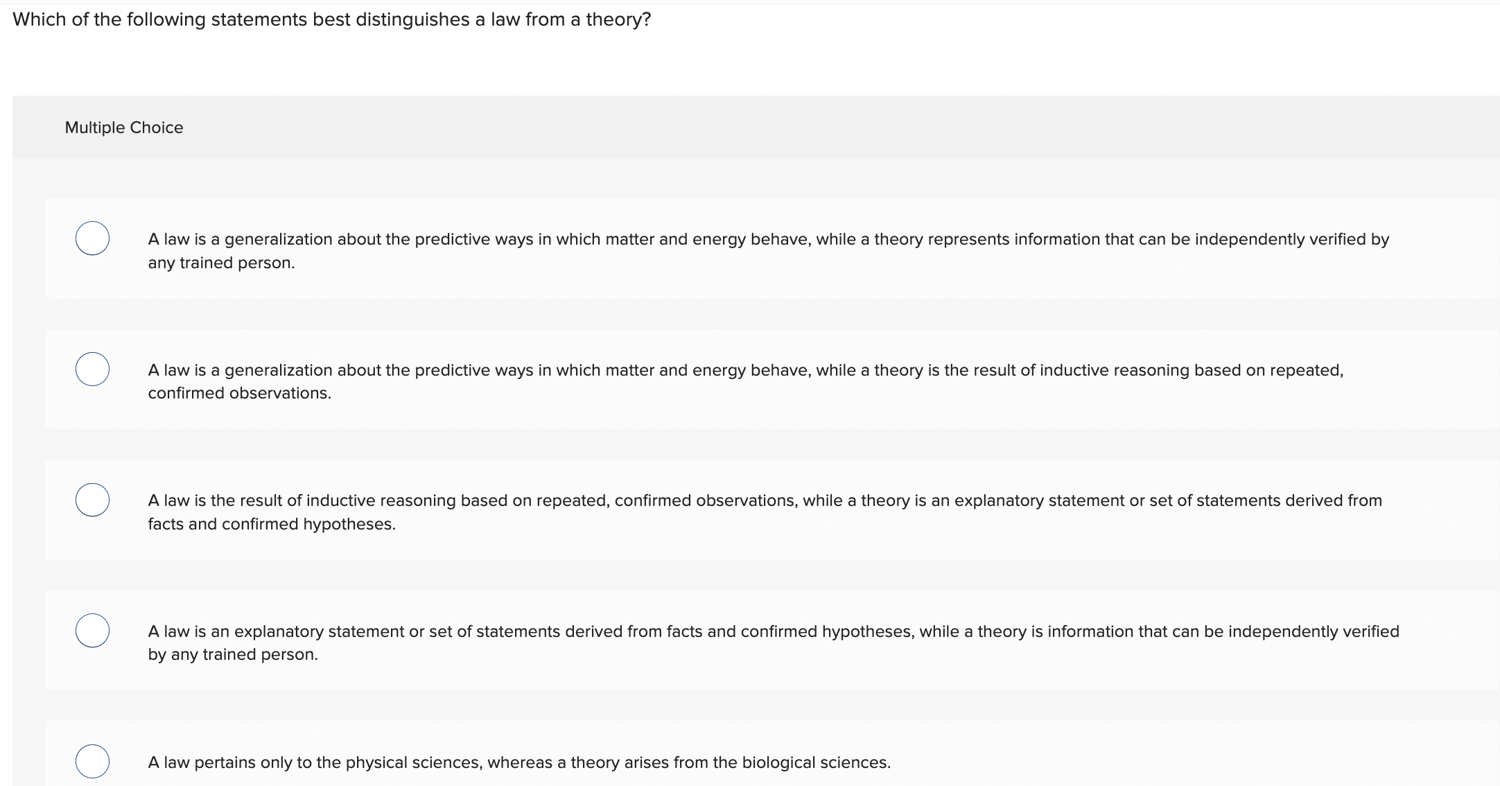 Solved Which of the following statements best distinguishes | Chegg.com