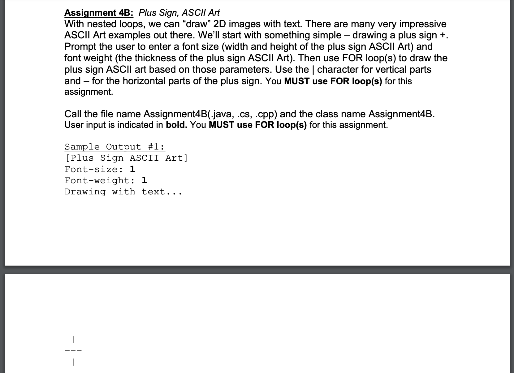 Solved Assignment 4B: Plus Sign, ASCII Art With nested | Chegg.com