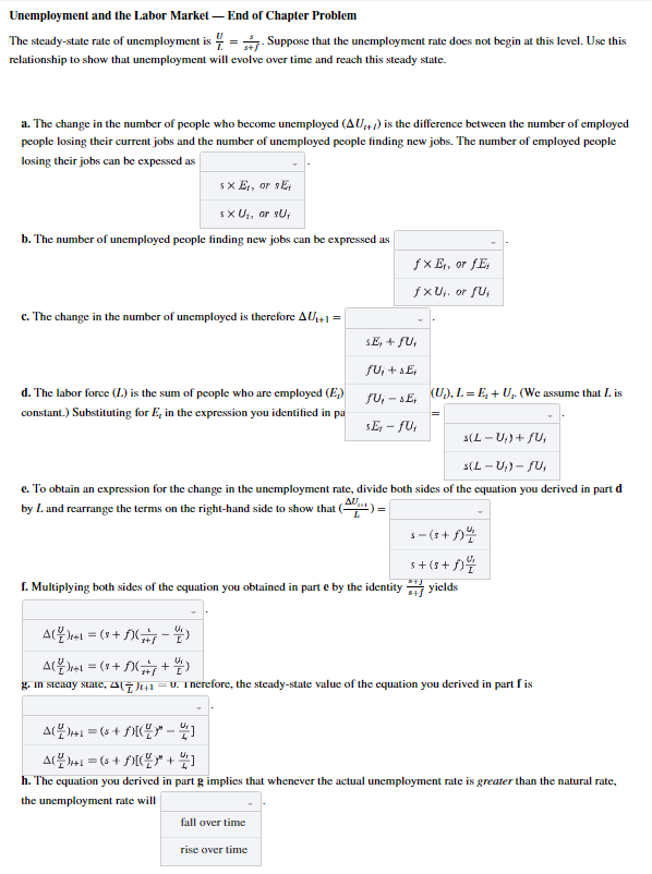 Solved Unemployment and the Labor Market - End of Chapter | Chegg.com