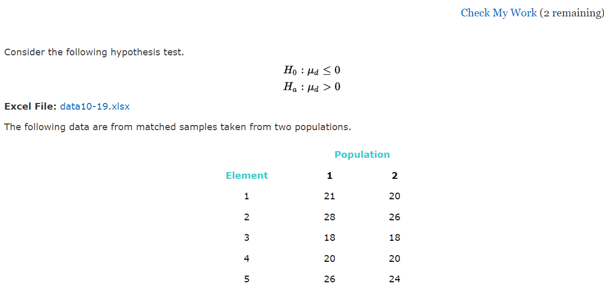Solved Check My Work (2 remaining) Consider the following | Chegg.com