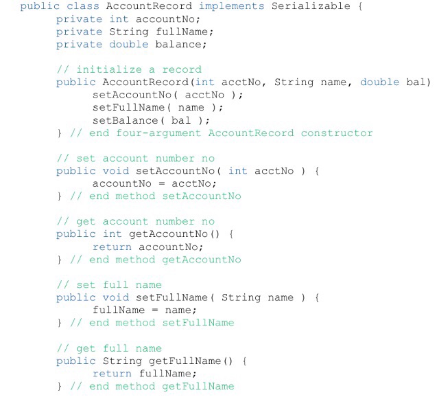 Solved public class AccountRecord implements Serializable l | Chegg.com