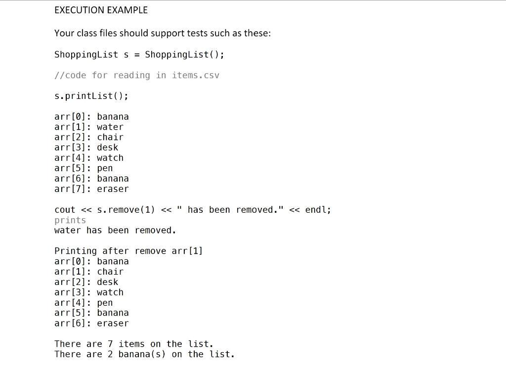 Solved File to use C++ ! DO NOT USE any of the STL Shopping | Chegg.com