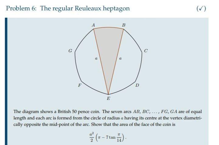 Solved Problem 6: The regular Reuleaux heptagon (V ) А B C 2 | Chegg.com