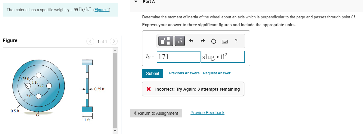 Solved Part ADetermine the moment of inertia of the wheel | Chegg.com