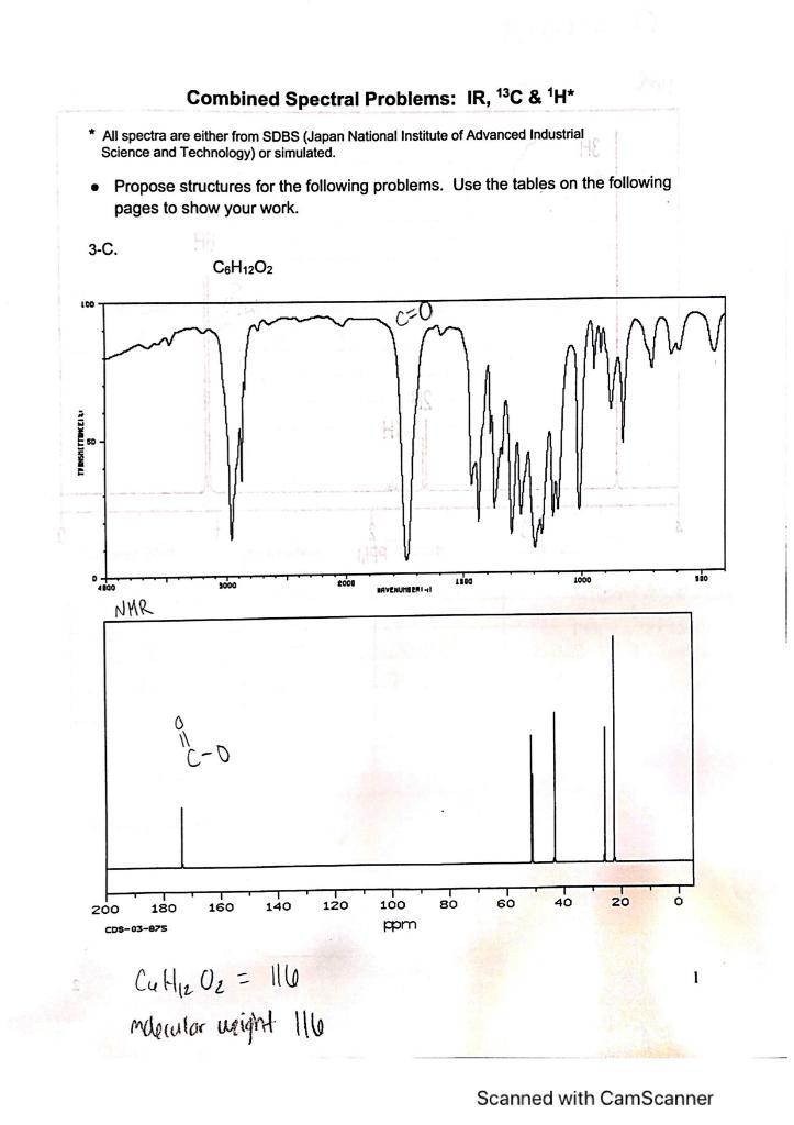 Solved Combined Spectral Problems: IR, 13C & 'H* * All | Chegg.com