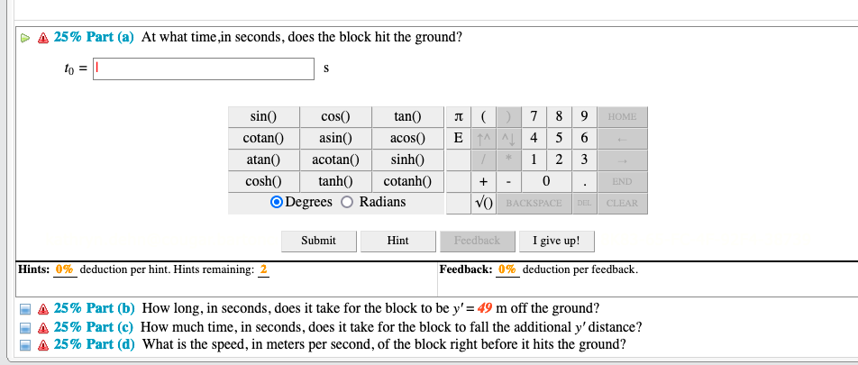 Solved (3\%) Problem 16: A block falls from rest off a | Chegg.com
