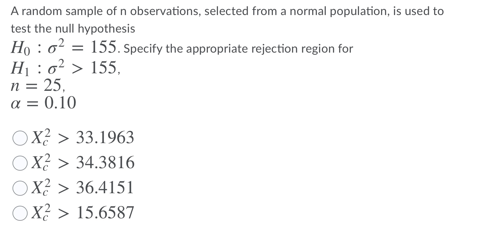 Solved A Random Sample Of N Observations Selected From A
