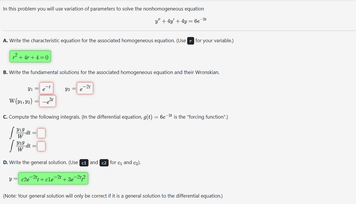 Solved In this problem you will use variation of parameters | Chegg.com