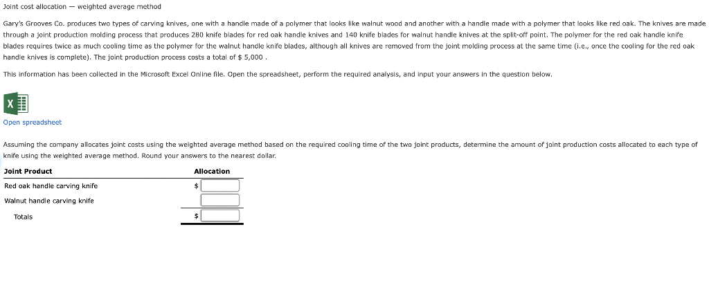 Solved Joint cost allocation - weighted average method | Chegg.com