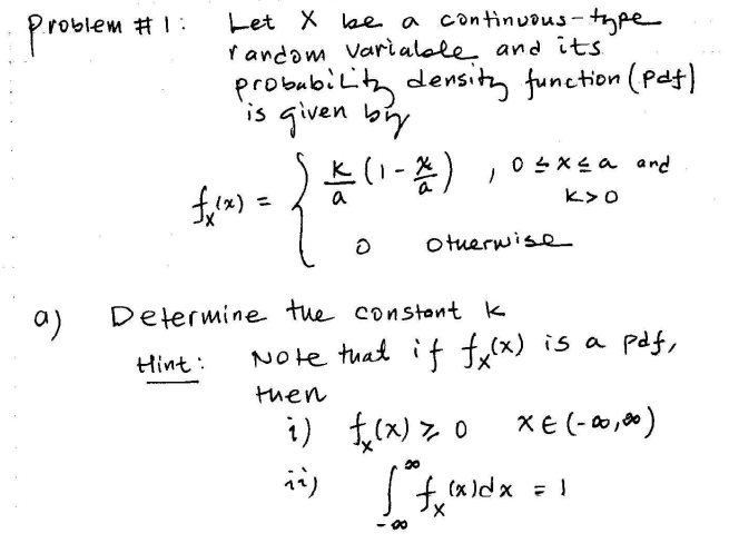 Solved oblem \# 1: Let x be a continuous-type random | Chegg.com