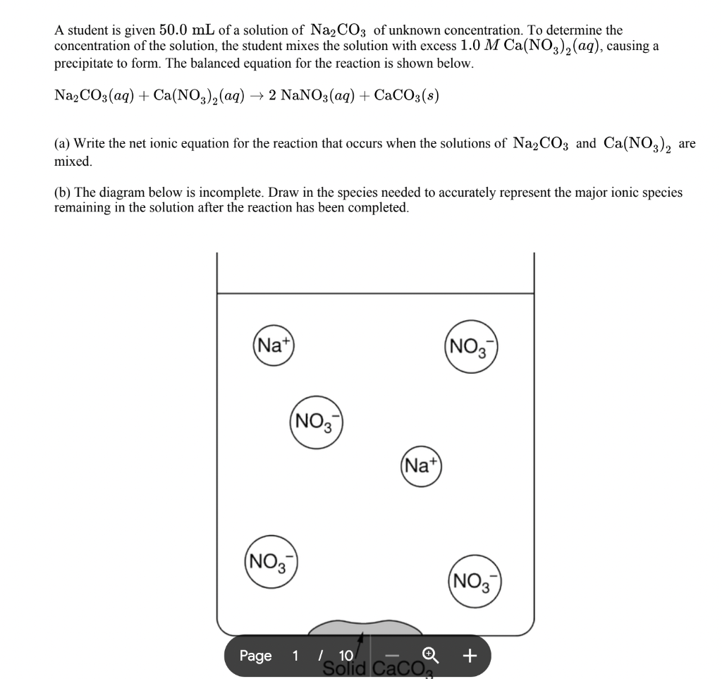 A student is given 50.0 mL of a solution of Na2CO3 of | Chegg.com