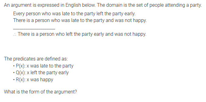 Solved An argument is expressed in English below. The domain | Chegg.com