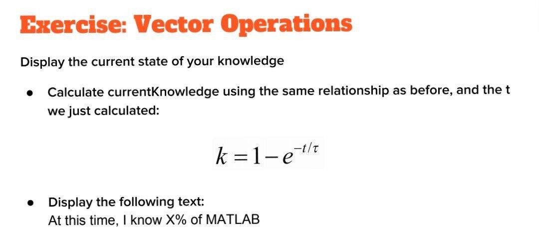 Solved Exercise: Vector Operations Display the current state | Chegg.com