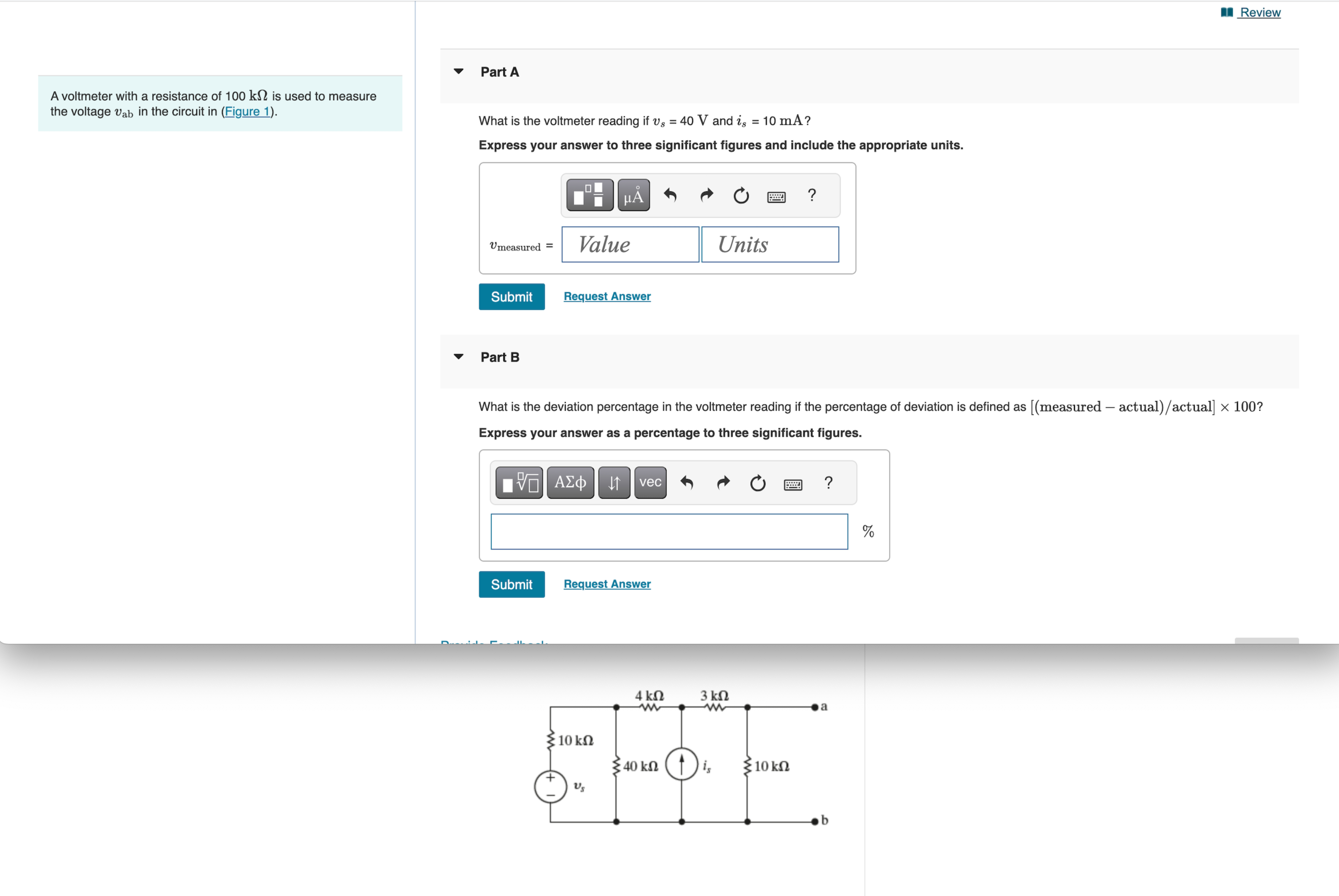 Solved A voltmeter with a resistance of 100kΩ ﻿is used to | Chegg.com