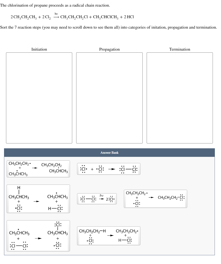 Solved The chlorination of propane proceeds as a radical | Chegg.com