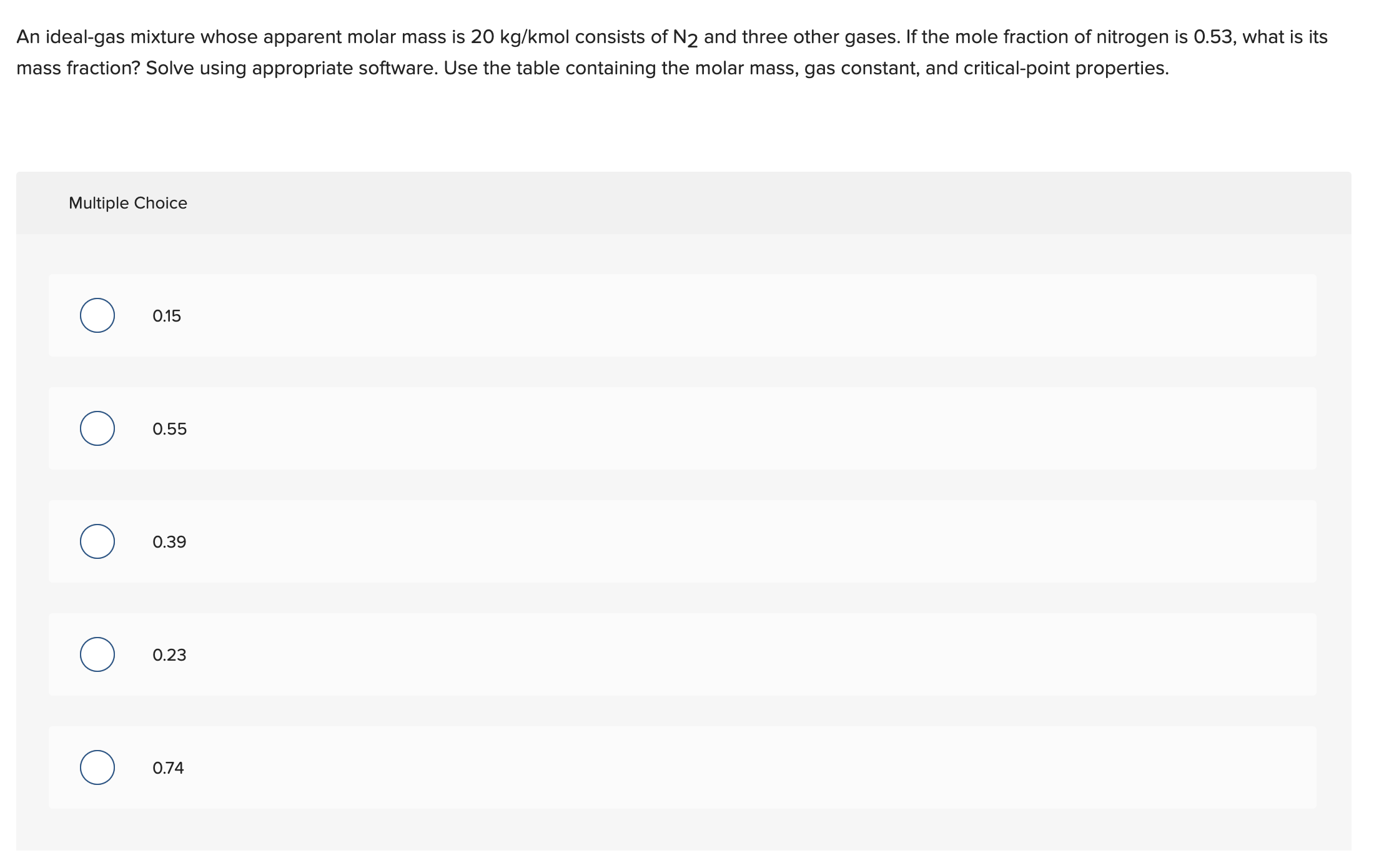 Solved An ideal-gas mixture whose apparent molar mass is 20 | Chegg.com