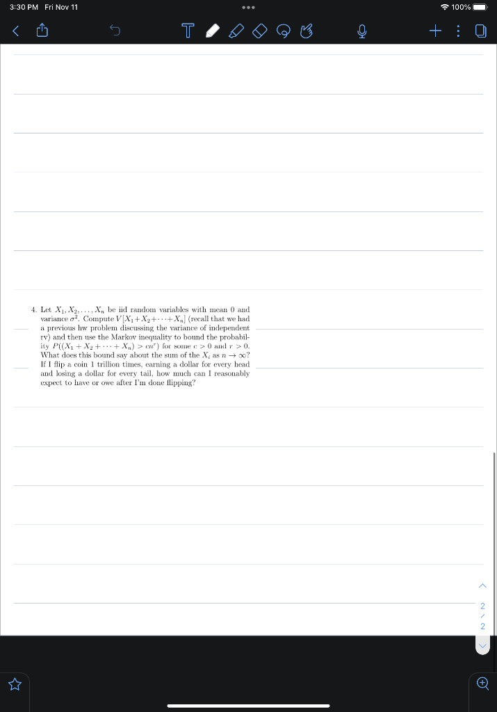 4. Let X1,X2,…,Xn be iid random variables with mean 0 | Chegg.com