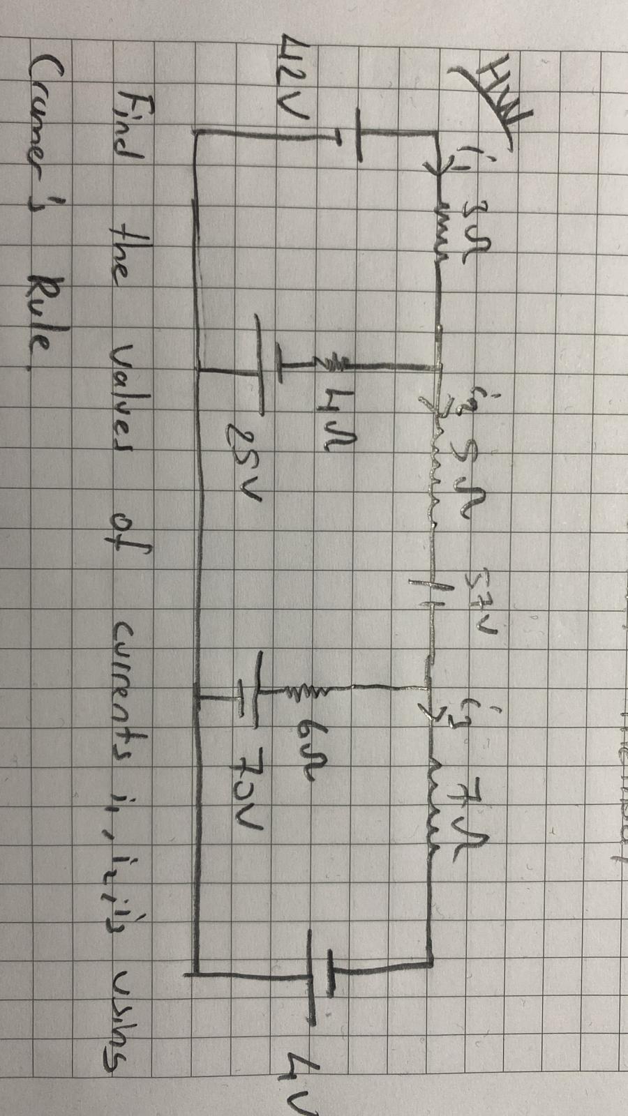 Solved Find the values of currents i1,i2;i3 ﻿usingCrumer's | Chegg.com