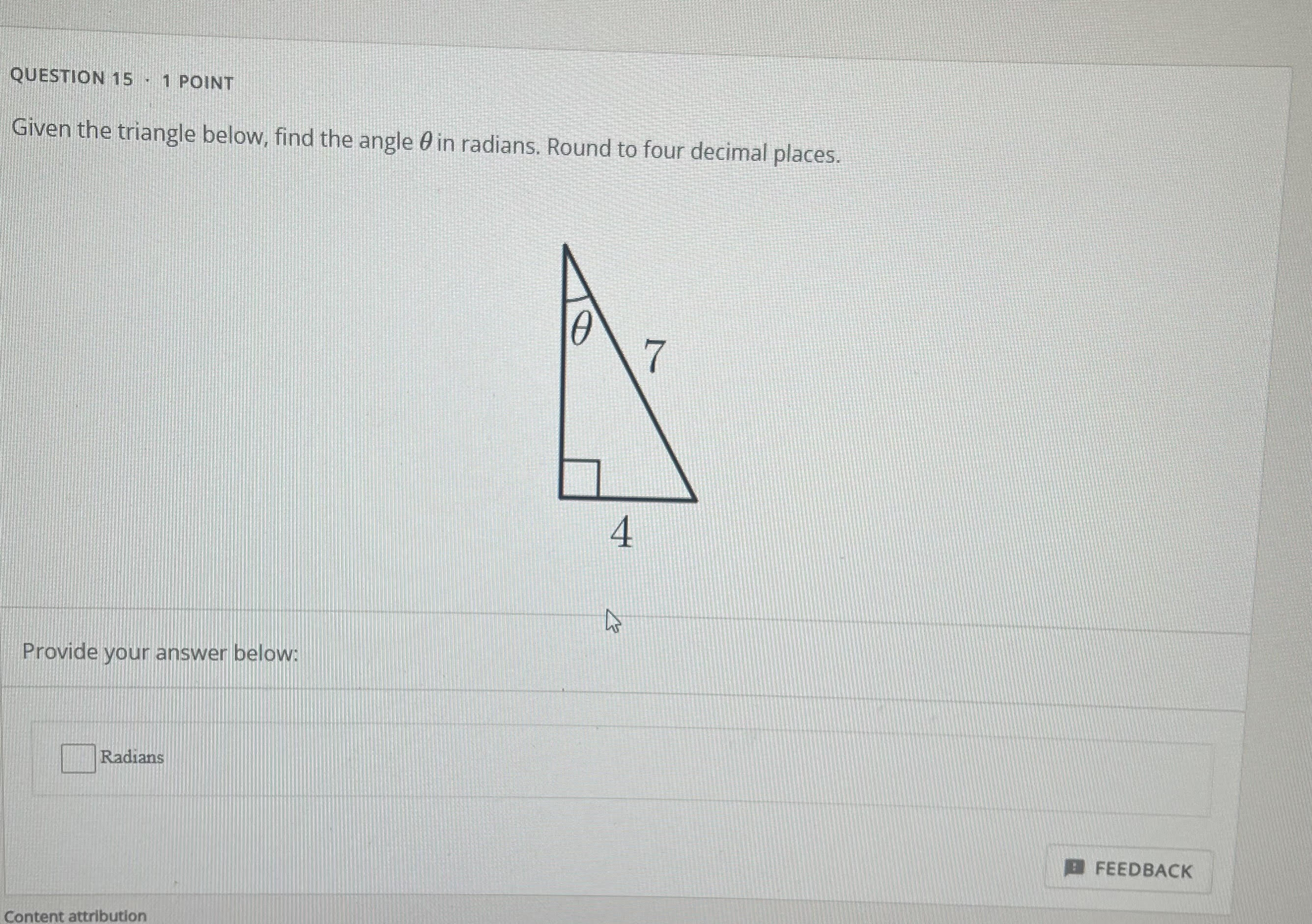 Solved Given the triangle below, find the angle θ in | Chegg.com