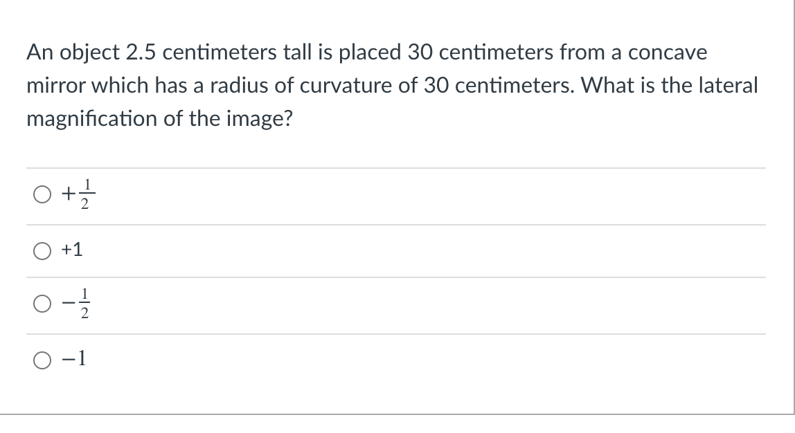 Solved An object 2.5 centimeters tall is placed 30 | Chegg.com